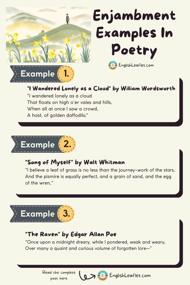 Enjambment Examples In Poetry - EnglishLeaflet