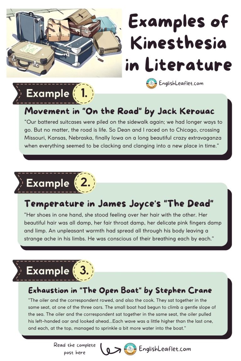 Examples of Kinesthesia in Literature - EnglishLeaflet
