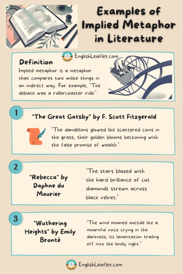 Examples of Implied Metaphor in Literature - EnglishLeaflet