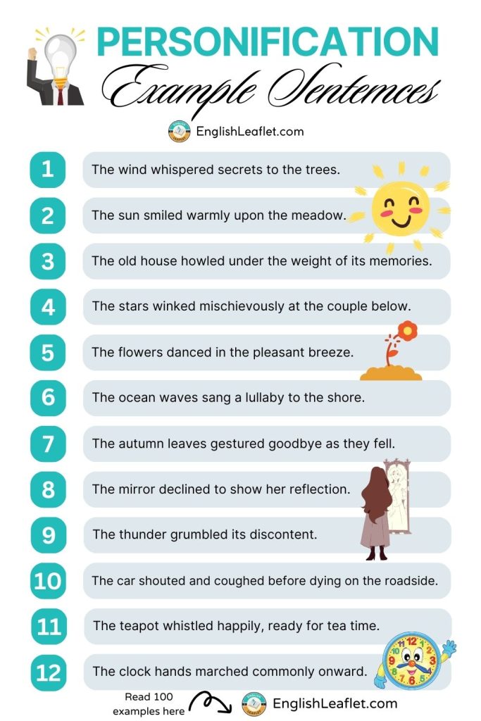 100 Examples of Personification Sentences - EnglishLeaflet